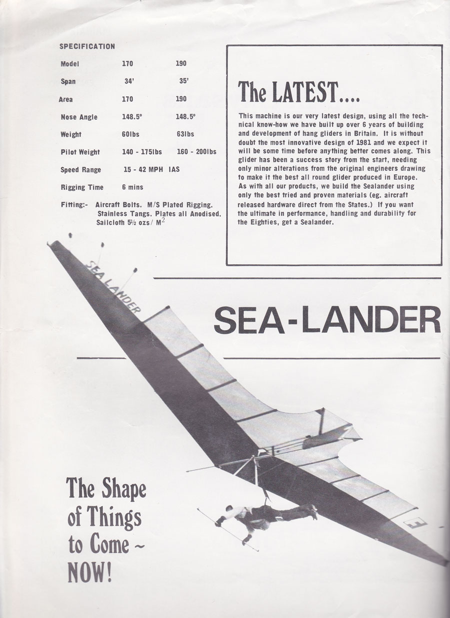 British Hang Gliding History. Flexi-Form Skysails. Mainair Sports the ...